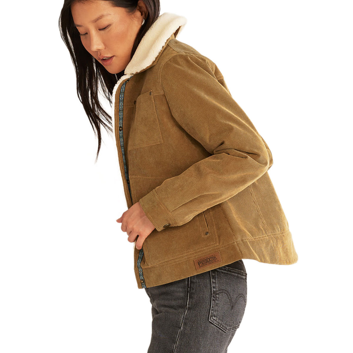 Pendleton Womens Wind River Corduroy Trucker Jacket - Saddle – CCS