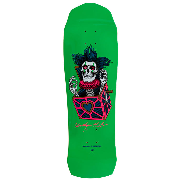 Powell-Peralta Chris Hiett Skull Skateboard Deck - Neon Green/Blue Foi ...