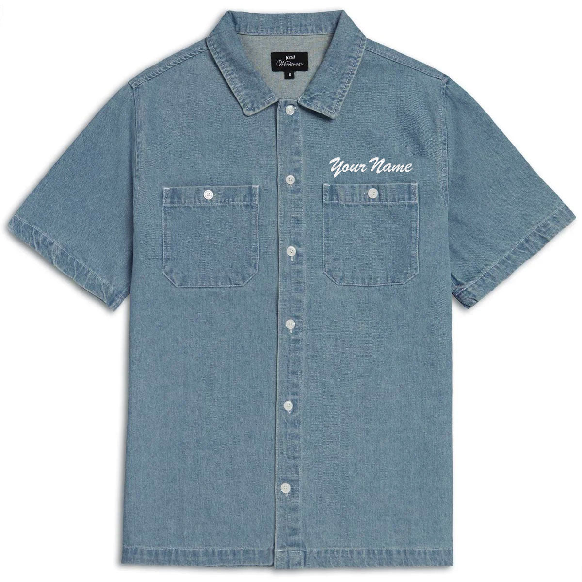 CCS Custom Embroidered Work Shirt - Light Blue Denim